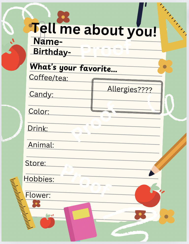 Get to Know Teacher Sheet - Etsy