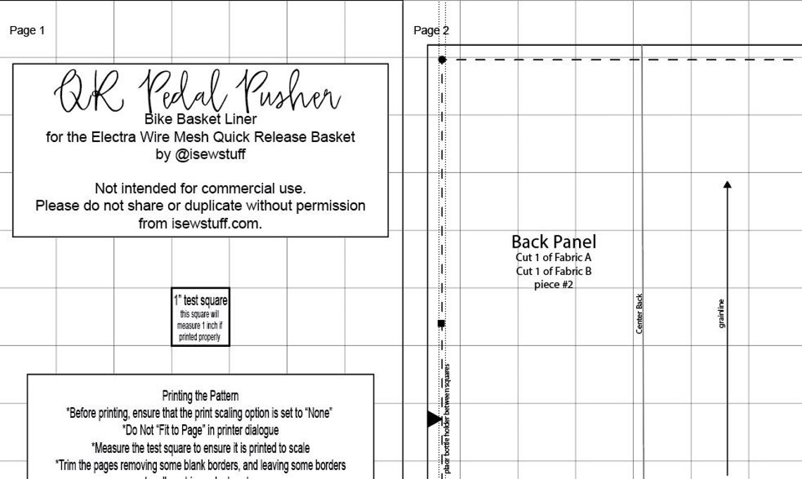 Printable SEWING PATTERN QR Pedal Pusher Bike Basket Liner | Etsy