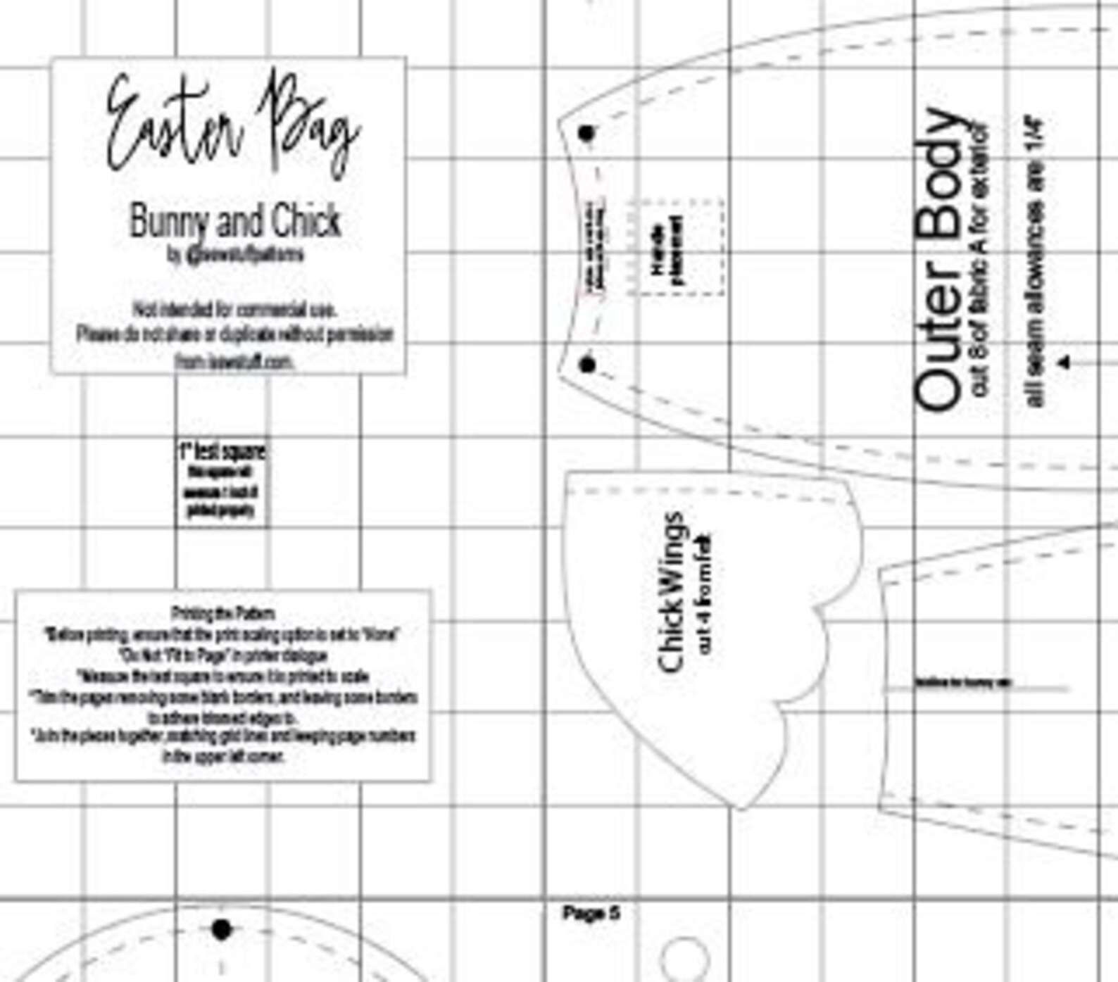 Printable SEWING PATTERN Easter Bunny and Chick Bag Bucket PDF Digital ...