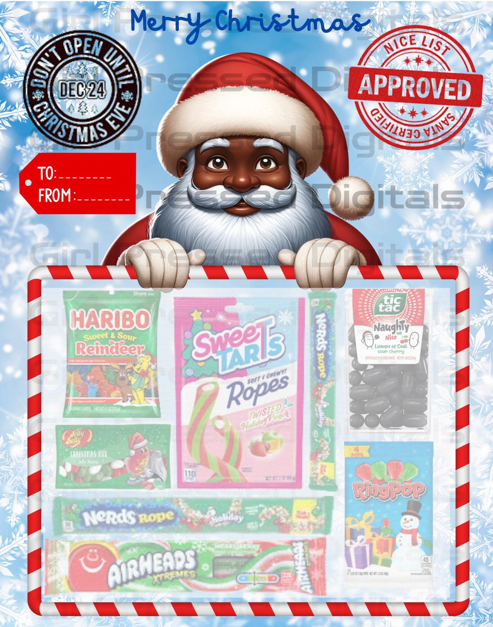 Giant Christmas Cards, Jumbo Christmas Cards, Peeking Santa, Black ...