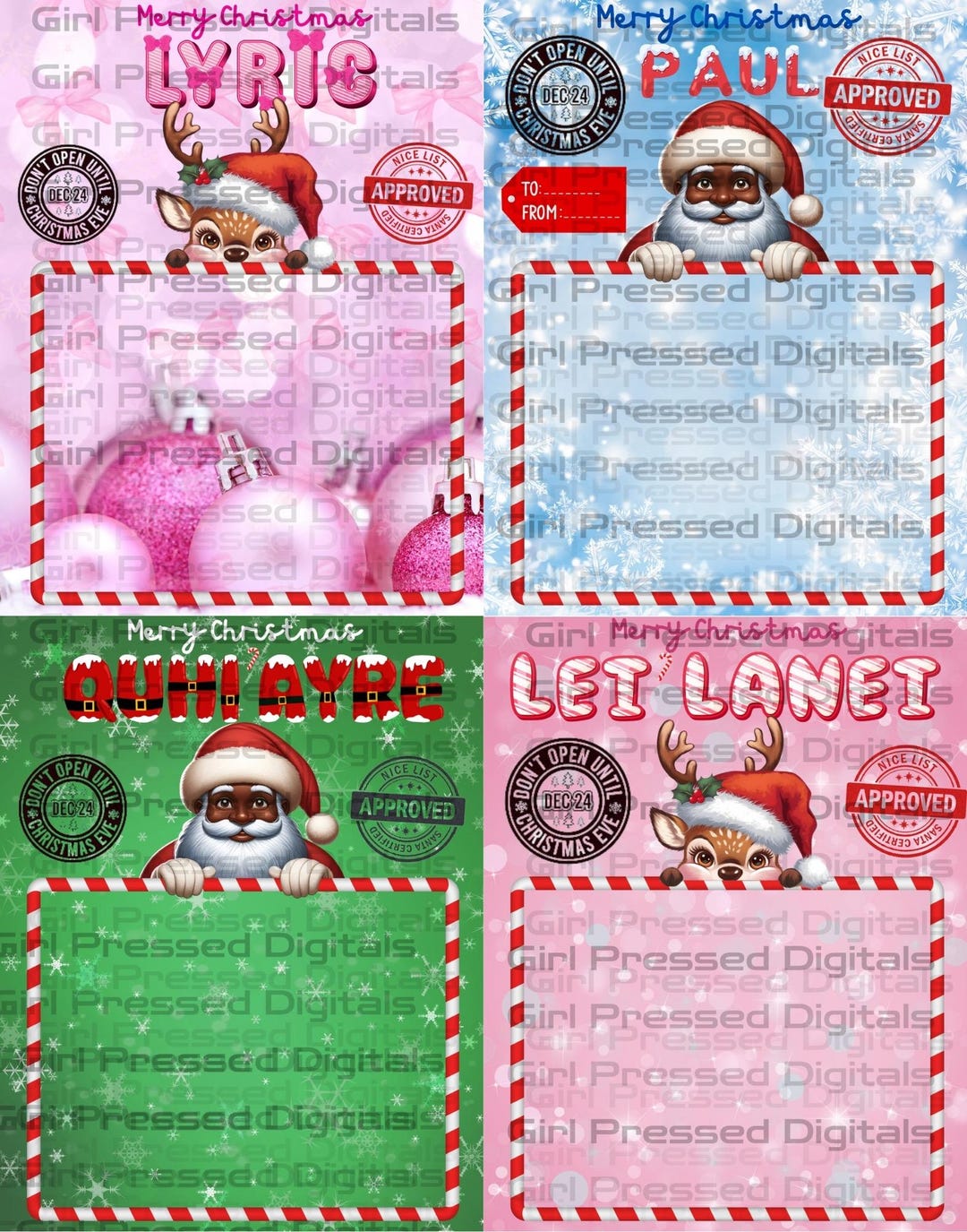 Custom Name Giant Christmas Cards, Jumbo Christmas Cards, Black Santa ...