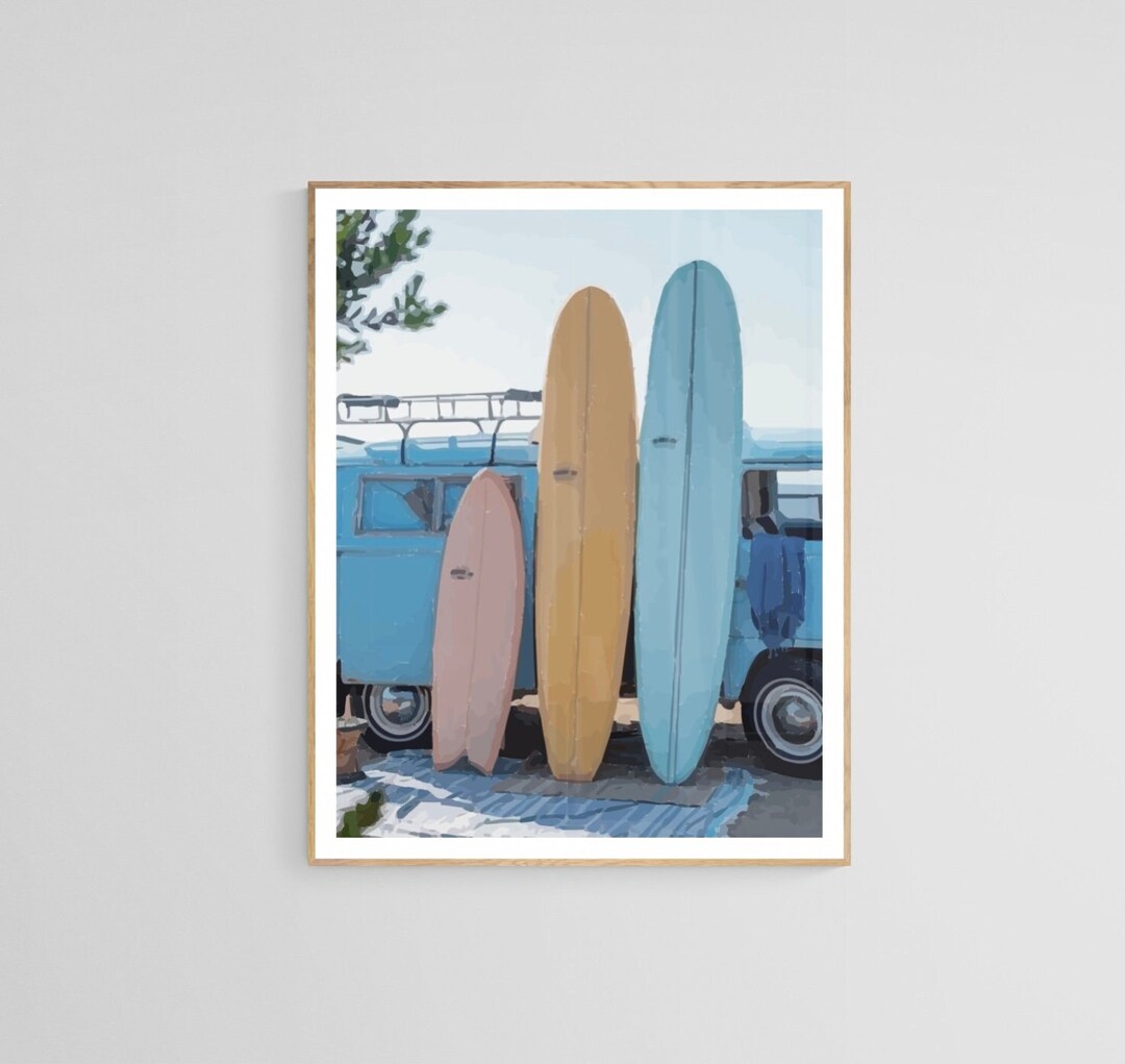 Longboards Printable Poster / Digital Artwork / Coastal / Surfboard ...
