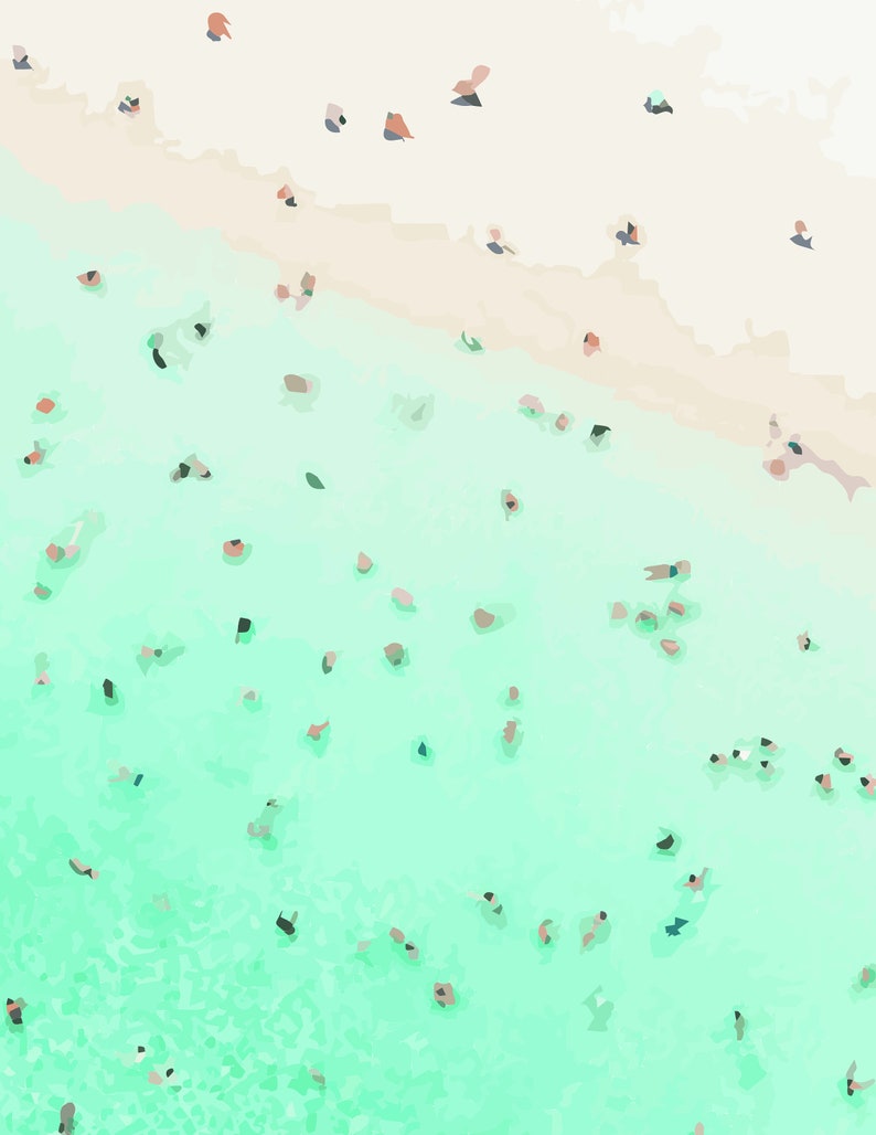 Coastal Beach Scene Printable Poster / Digital Artwork / Ocean / Beach ...