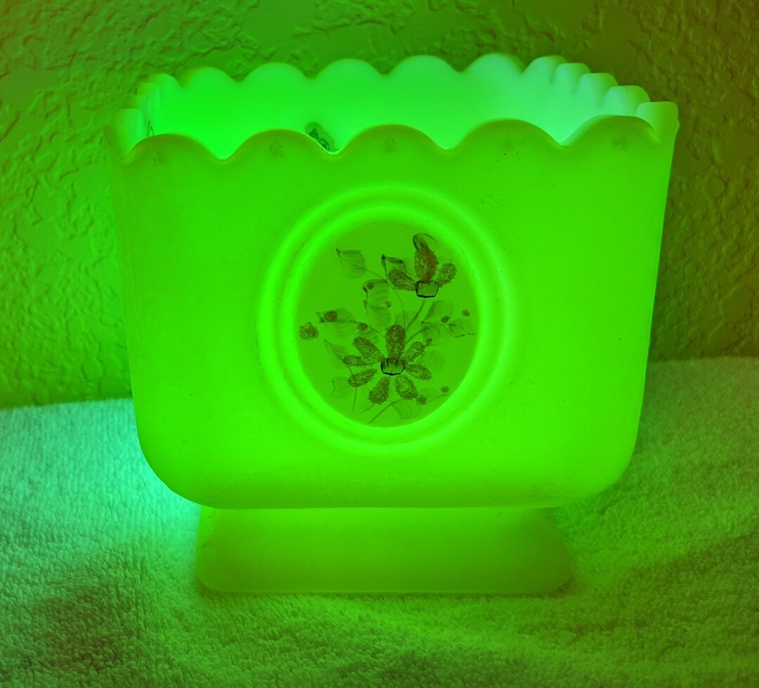 Fenton Custard Hand Painted Square Planter/vase - Etsy