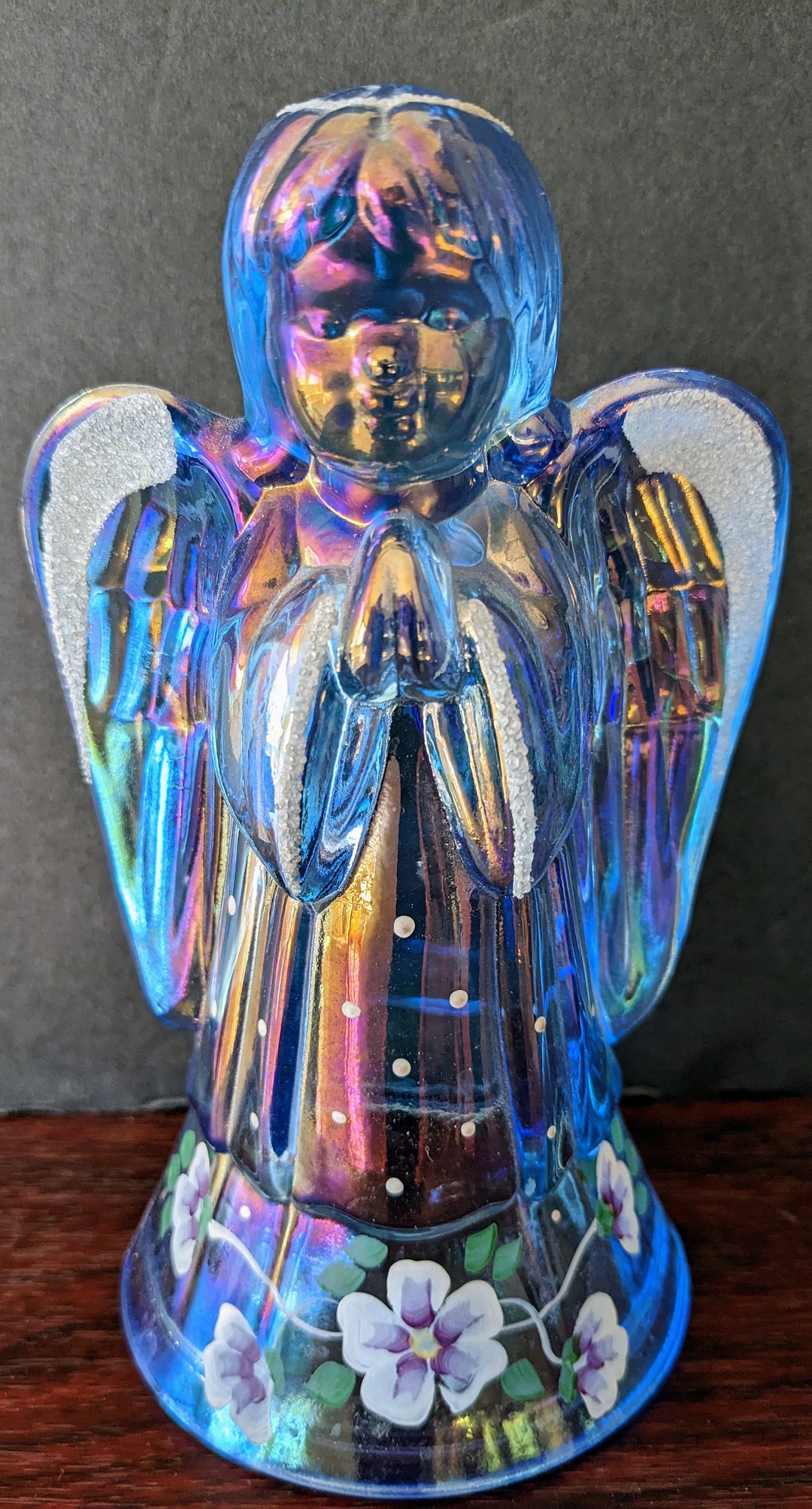 Fenton Celeste Blue Iridized Praying Angel Hand Painted - Etsy