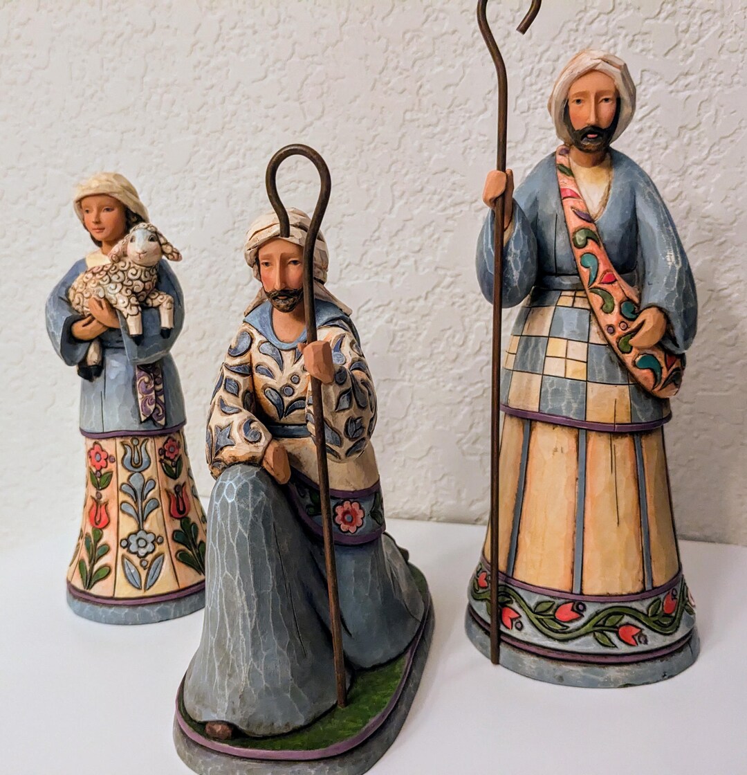 Jim Shore Nativity Shepherds bringing Praise Set of Three - Etsy