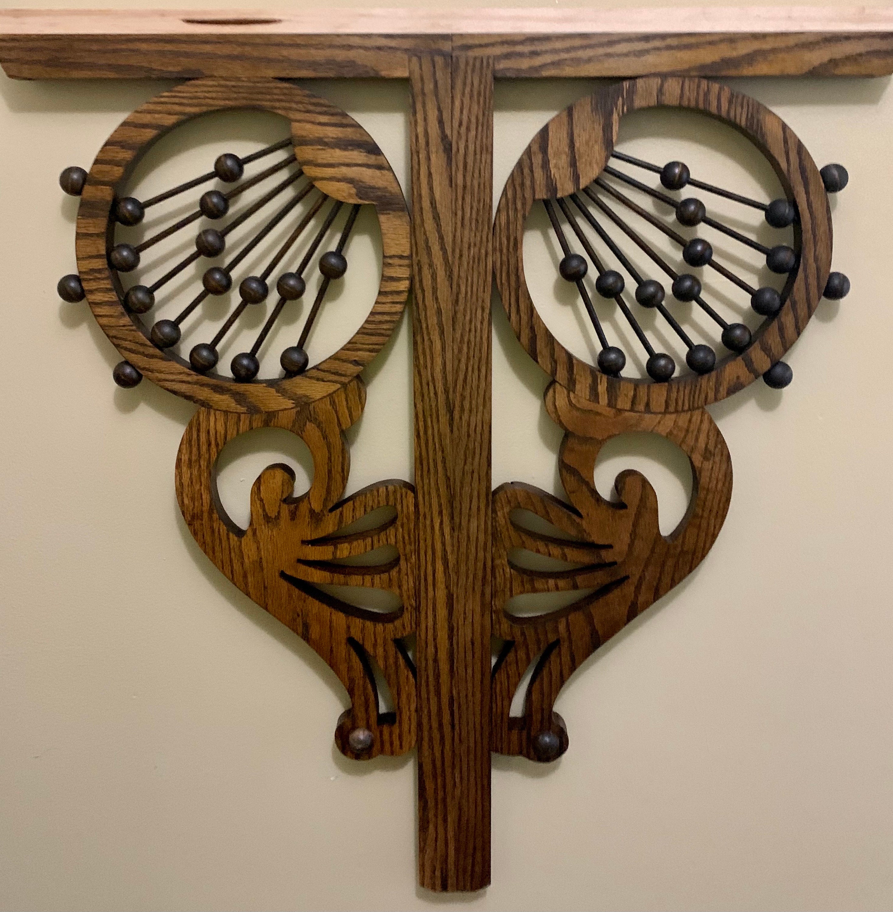 Victorian Fretwork Oak Stick and Ball for Restoration Spandrel Fans ...