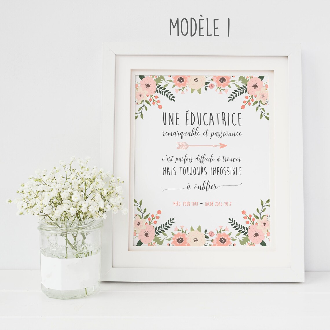 Affiche imprimable remerciement éducatrice, cadeau éducatrice, affiche ...