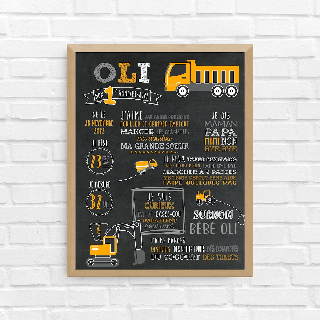 BIRTHDAY Poster Excavator Truck First Birthday, Birthday, Personalized ...