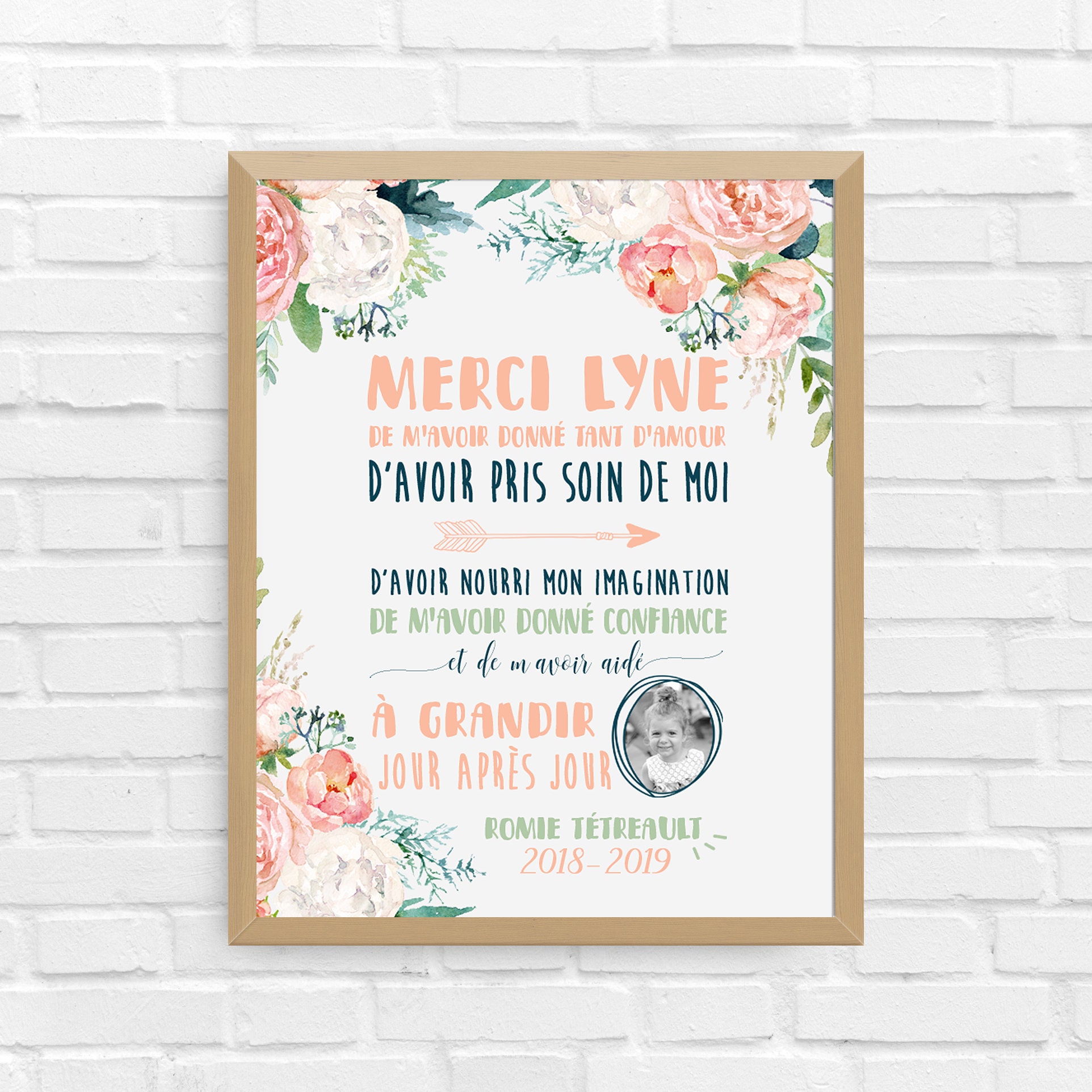 Affiche imprimable remerciement éducatrice, cadeau éducatrice, affiche ...