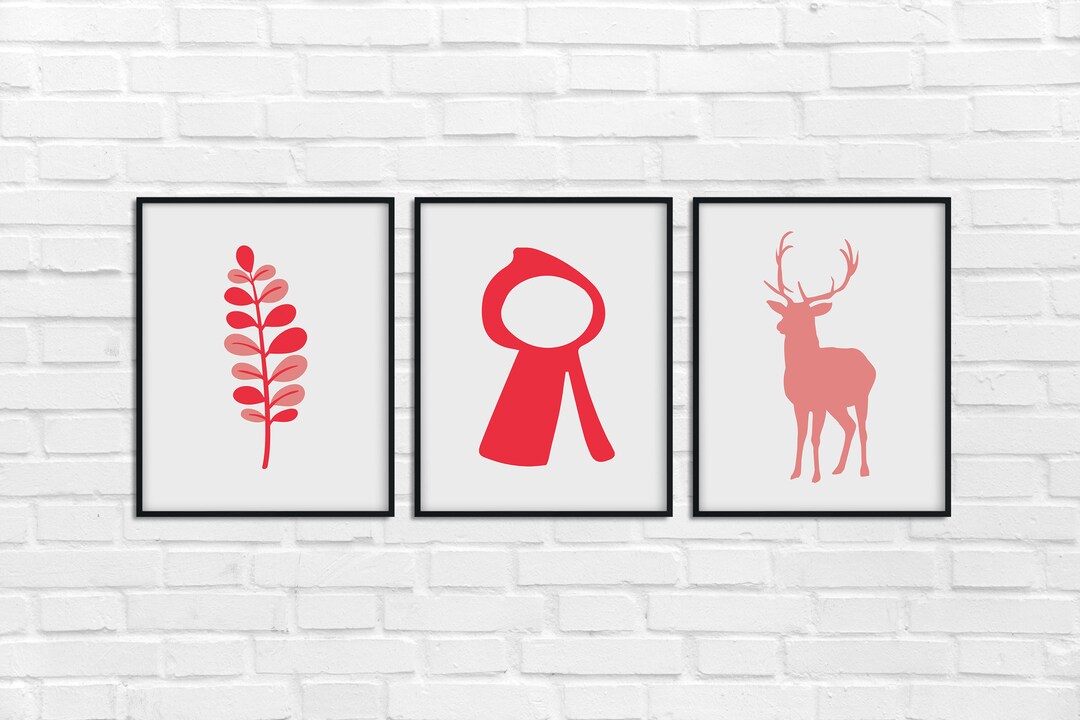 Decorative Digital Posters Red Chaperone, Deer, Leaf - Etsy