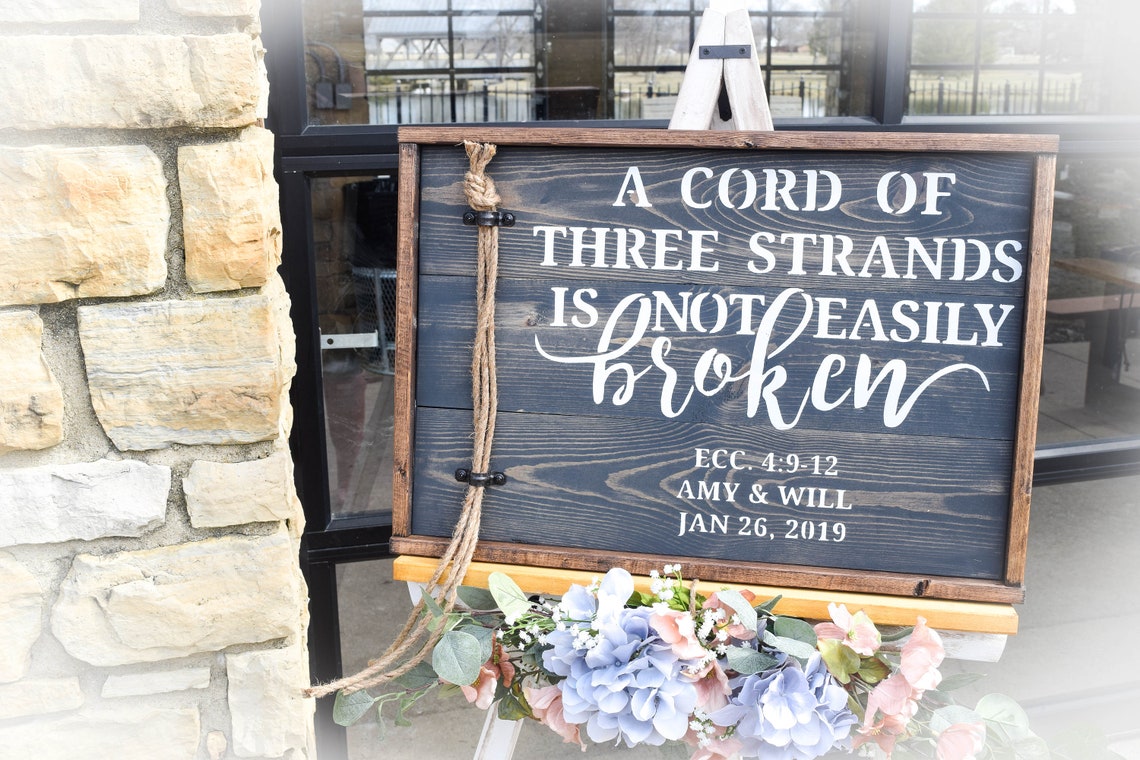 Rustic Wooden Wedding Unity Board: A Cord of Three Strands - Etsy