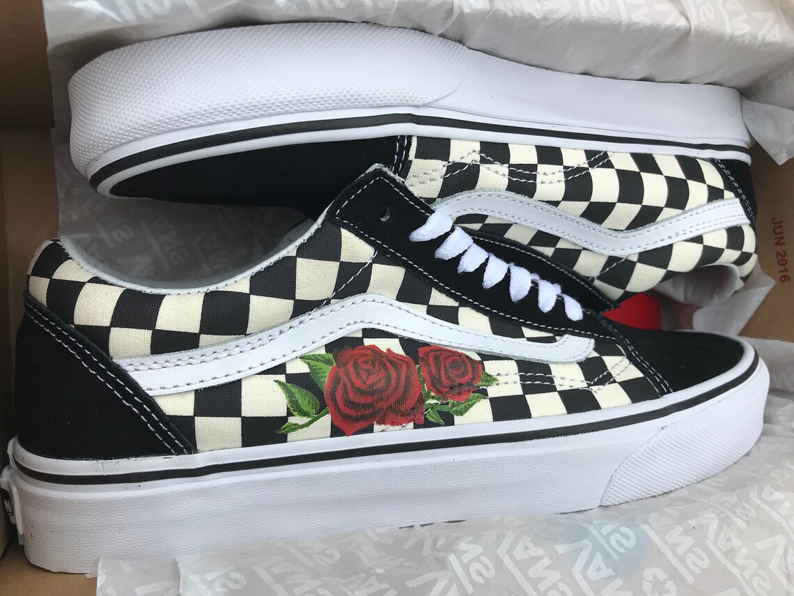 Custom Rose Vans Old Skool Shoes Rose Vans Custom Vans Custom Sneakers ...
