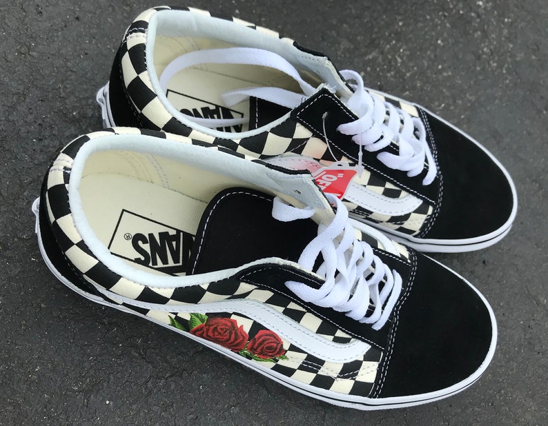 Custom Rose Vans Old Skool Shoes Rose Vans Custom Vans Custom Sneakers ...
