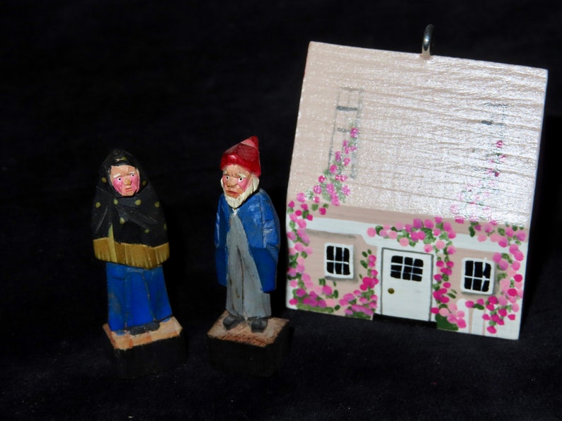 Lot of 3, Hand Painted & Carved Wooden Miniatures - Etsy