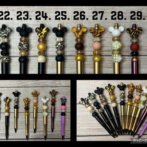 Mouse Ear Pens / Black Ink Beaded Pens / Twist Pen / Refillable Pens - Etsy