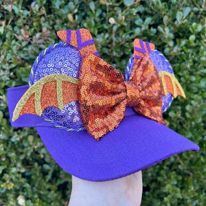 Figment Minnie Ear Visor / Purple Imagination Dragon Mickey Ears ...