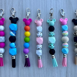 Mouse Keychains / Mouse Ear Keychain Gift / Mouse Ear Beaded Silicone ...