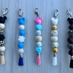 Mouse Keychains / Mouse Ear Keychain Gift / Mouse Ear Beaded Silicone ...