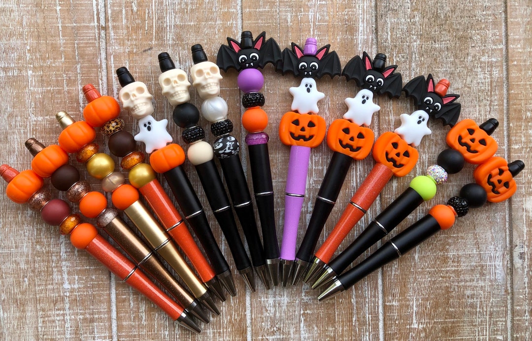 Hand Beaded Halloween Pen, Refillable Black Ink Twist Pen - Etsy