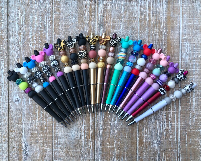 Mouse Ear Pens / Black Ink Beaded Pens / Twist Pen - Etsy