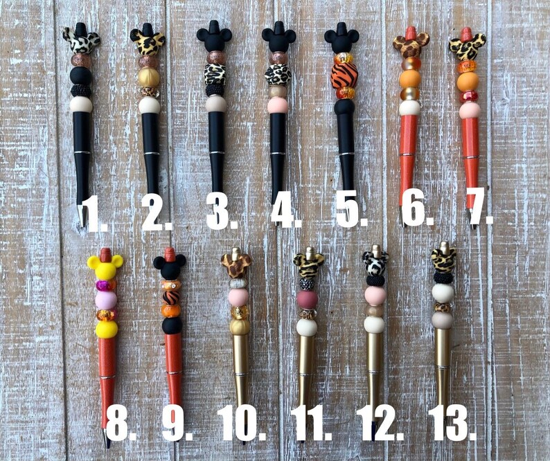 Mouse Ear Pens / Black Ink Beaded Pens / Twist Pen - Etsy