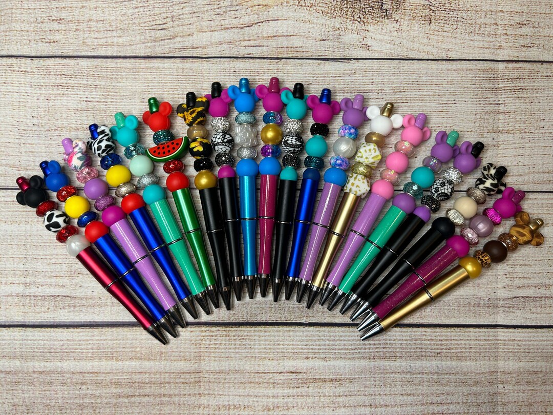 Mouse Ear Pens / Black Ink Beaded Pens / Twist Pen / Refillable Pens - Etsy