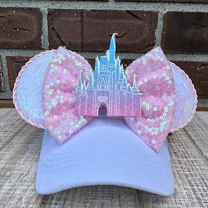 Castle and Balloons Mouse Ear Visor / Magical Castle Mouse Ears ...