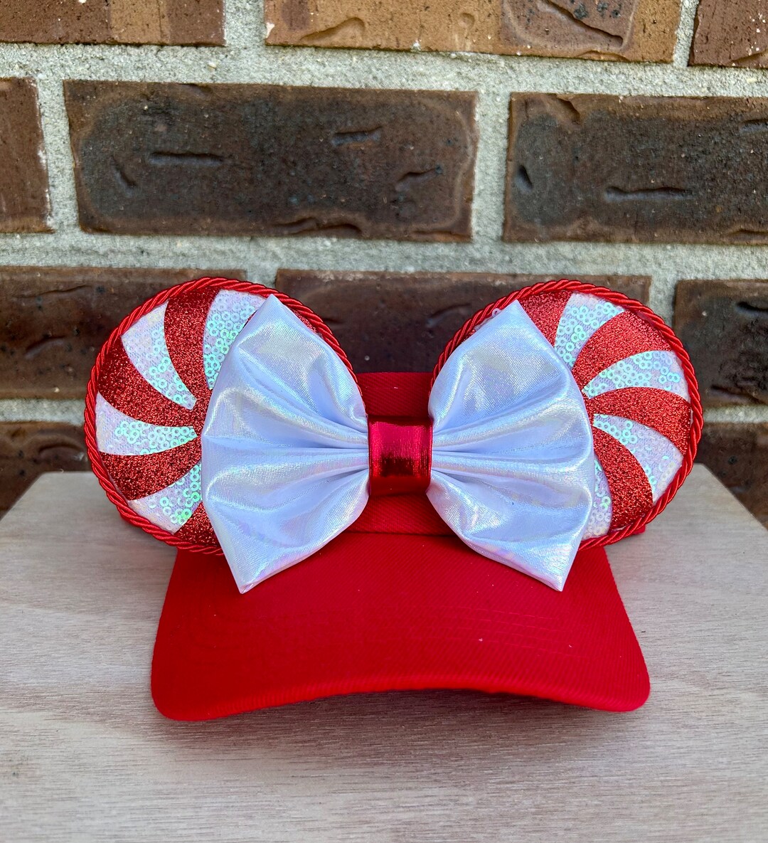 Christmas Peppermint Mouse Ear Visor / Red and Green Peppermint Mouse ...