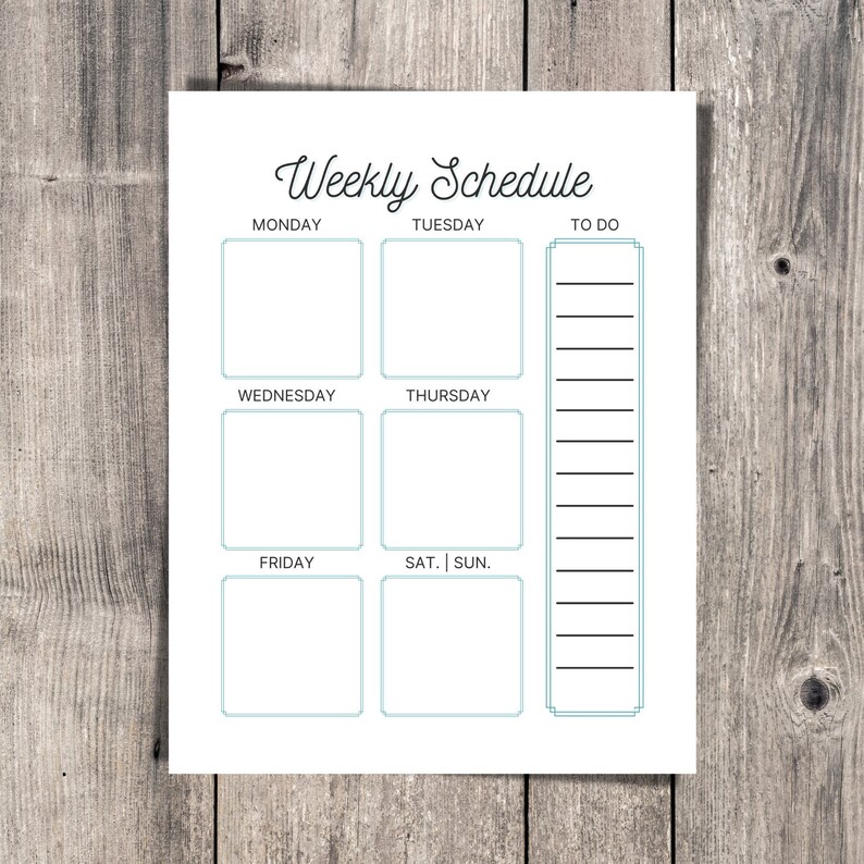 Simple Weekly Schedule Printable Instant Download Digital File Design ...