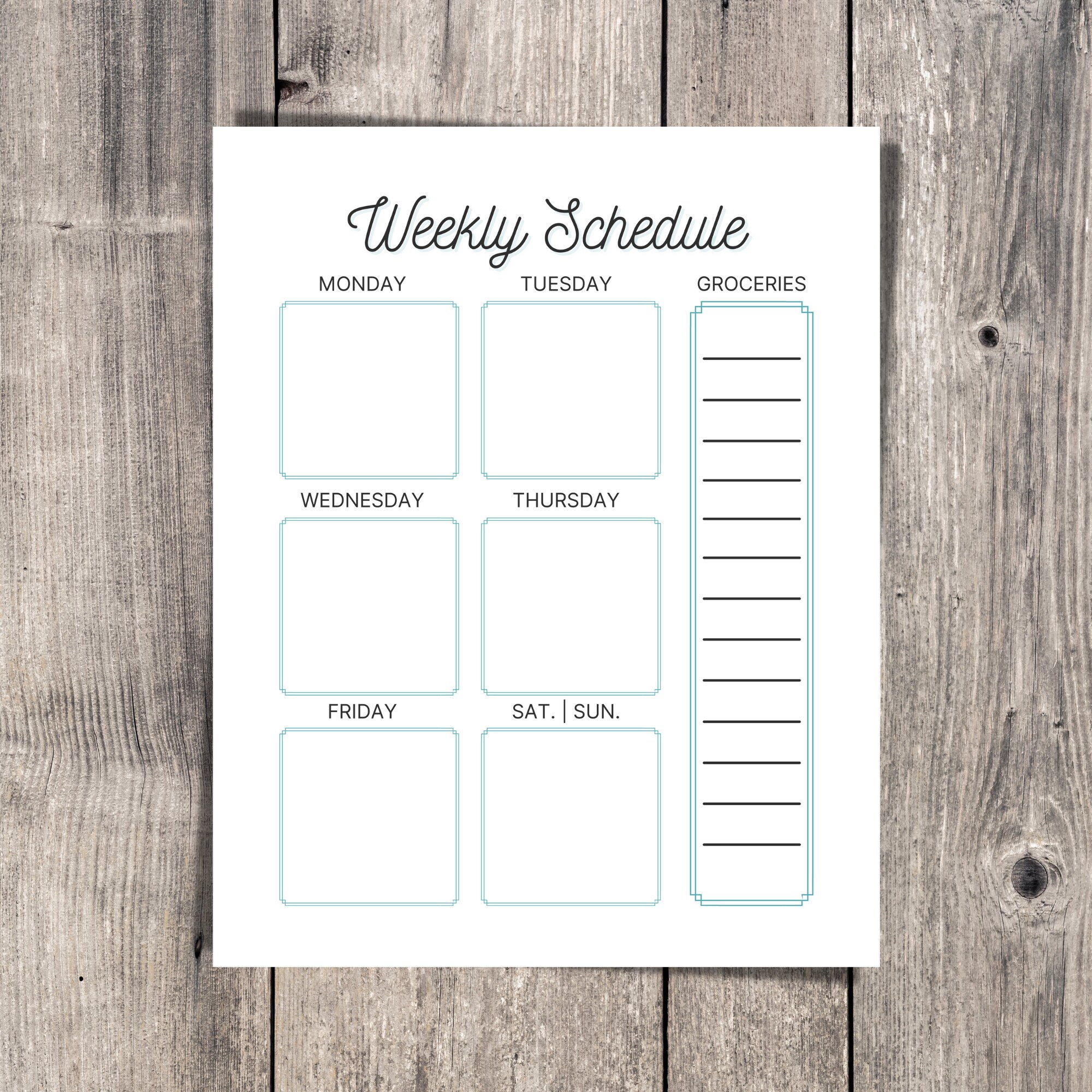 Simple Weekly Schedule Printable Instant Download Digital File Design ...