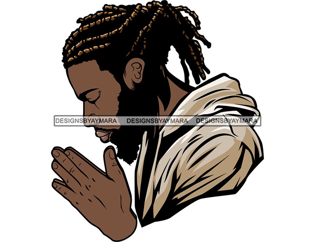 African American Black Man Praying God Dreadlocks Hair Pray Prayer ...