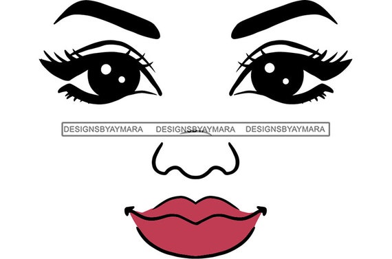 Woman Face SVG Dark Eyes Make up Model Lipstick Lips Eyebrow - Etsy