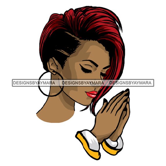 African American Woman Praying Clipart