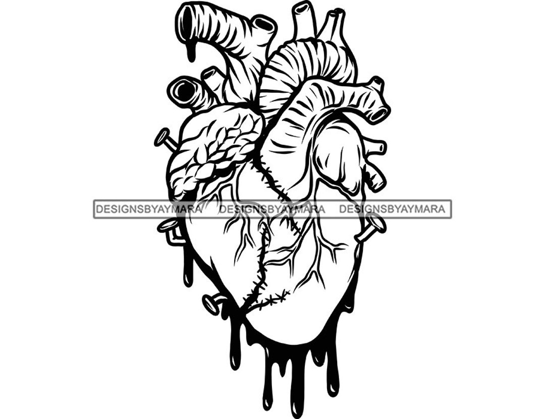 Human Broken Heart Agony Stiches Scars Bleeding Blood Dripping ...