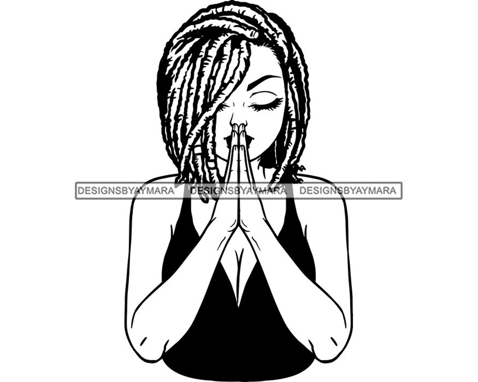 African American Black Woman Girl Lady Praying God Prayer Pray Faith ...