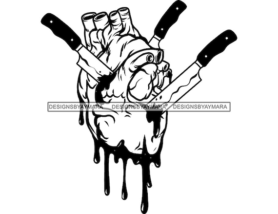 Bleeding Human Heart Drawing