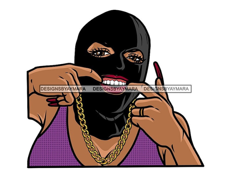 Gangster Woman Portrait Ski Mask Balaclava Showing Teeth Long - Etsy