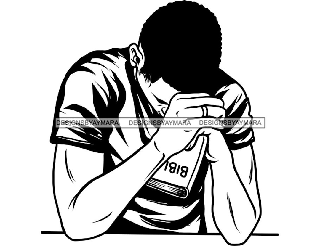 Holy Man Praying God Holding Bible Meditation Church Religion Faith ...