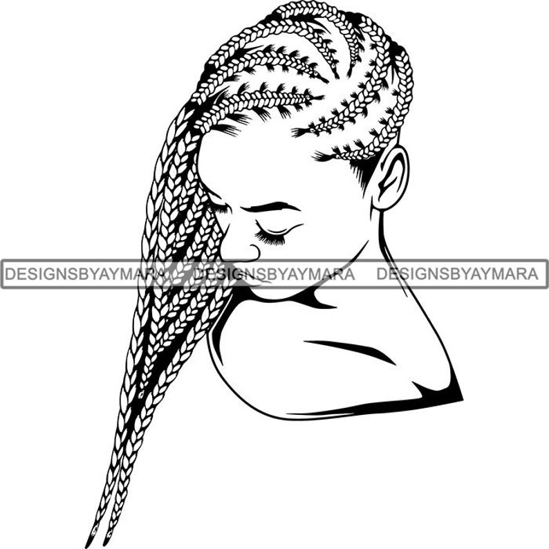 Black Woman SVG Braids Locs Dreads Hairstyle Beauty Salon Logo | Etsy