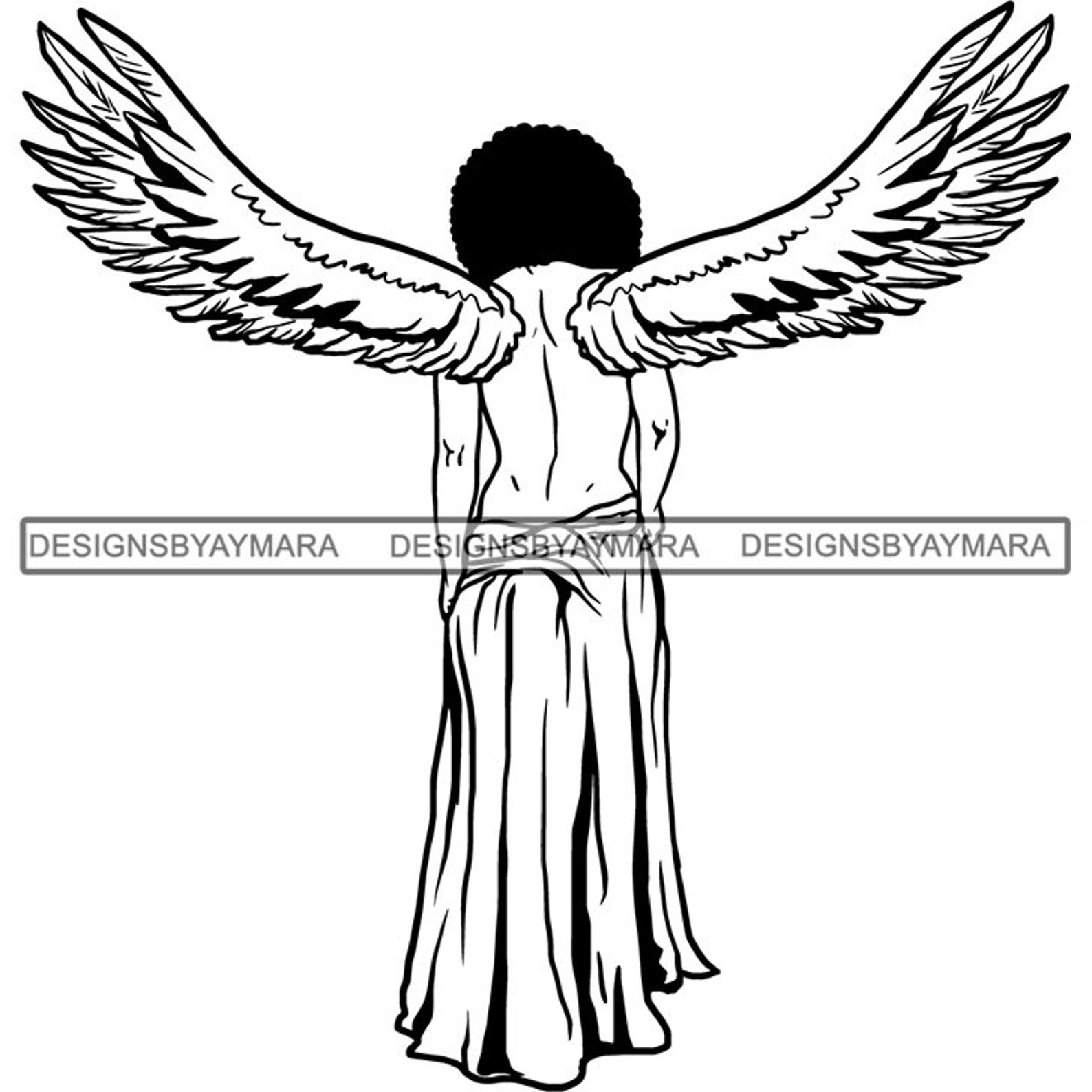 Afro Black Angel SVG Woman Goddess Wings Fairy Melanin Fly Lady Nubian ...