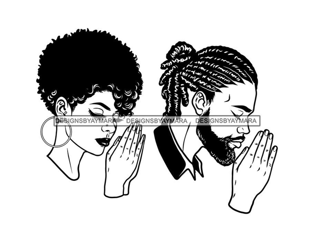 African Devotee Couple Praying Seeking Guidance Help From God Lord ...