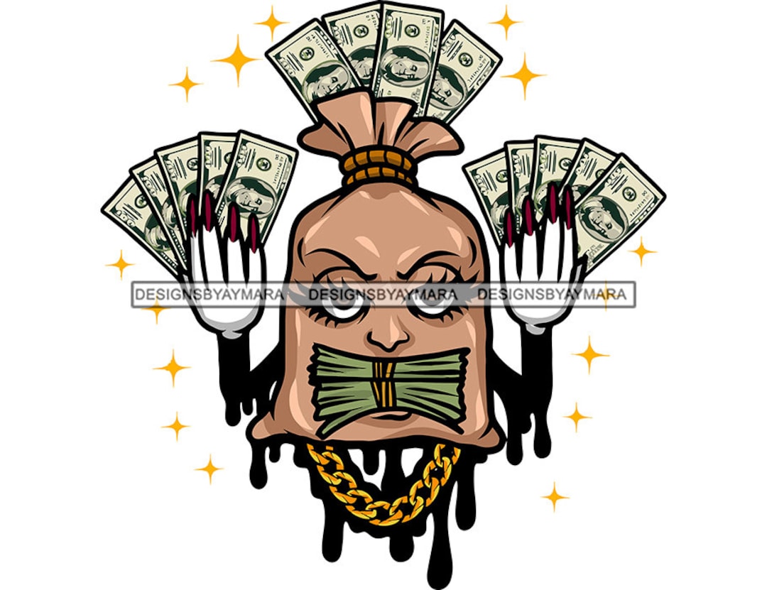 Money Bag Woman Head Cartoon Character Money Showing off Bragging ...