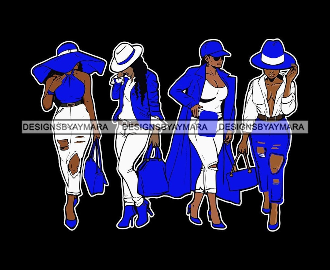 Sistas Women Together Wearing Blue and White Clothes Matching Outfit ...