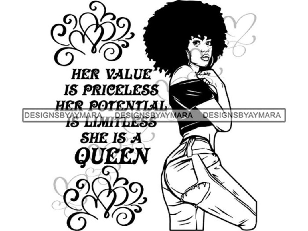 Black Woman .SVG Diva Classy Lady Nubian Queen Afro Hairstyle African ...