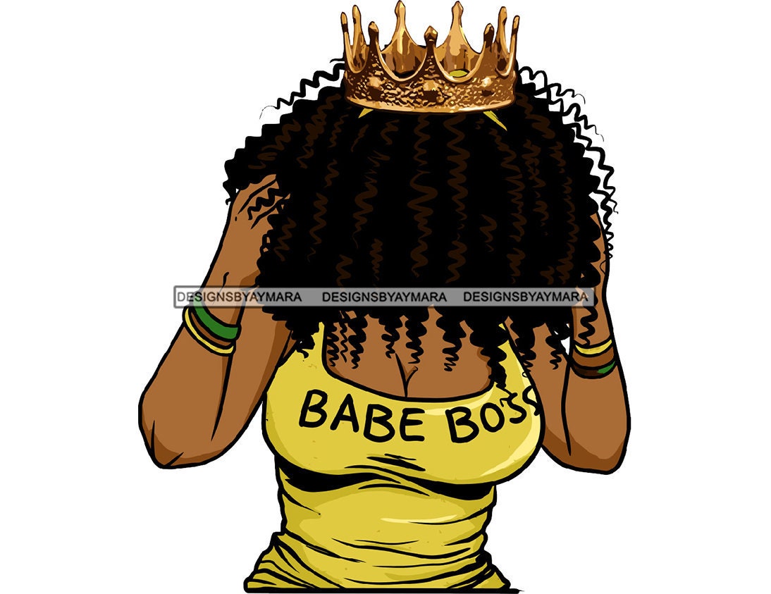 Afro Black Queen Crown Babe Boss Woman Hipster Girl Nubian Ebony ...