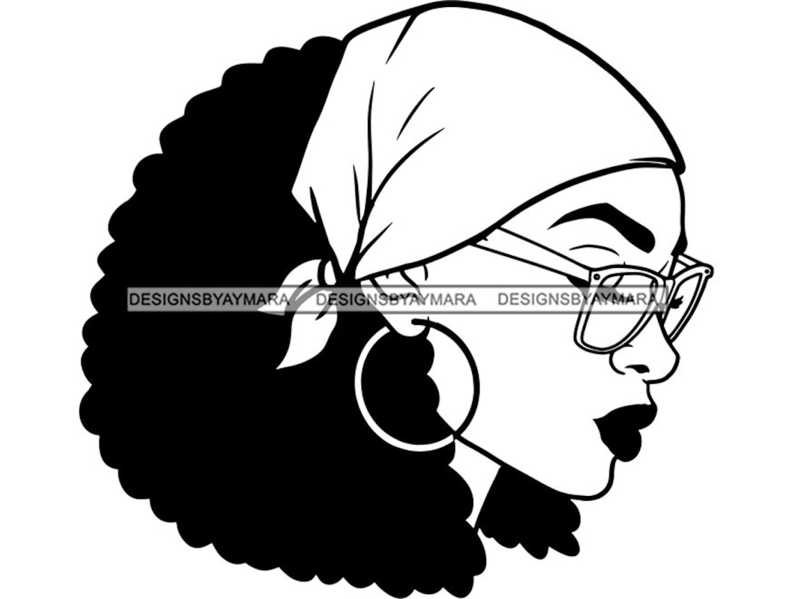 Afro Woman Svg Wearing Glasses Melanin Popping Headband Nubian Etsy