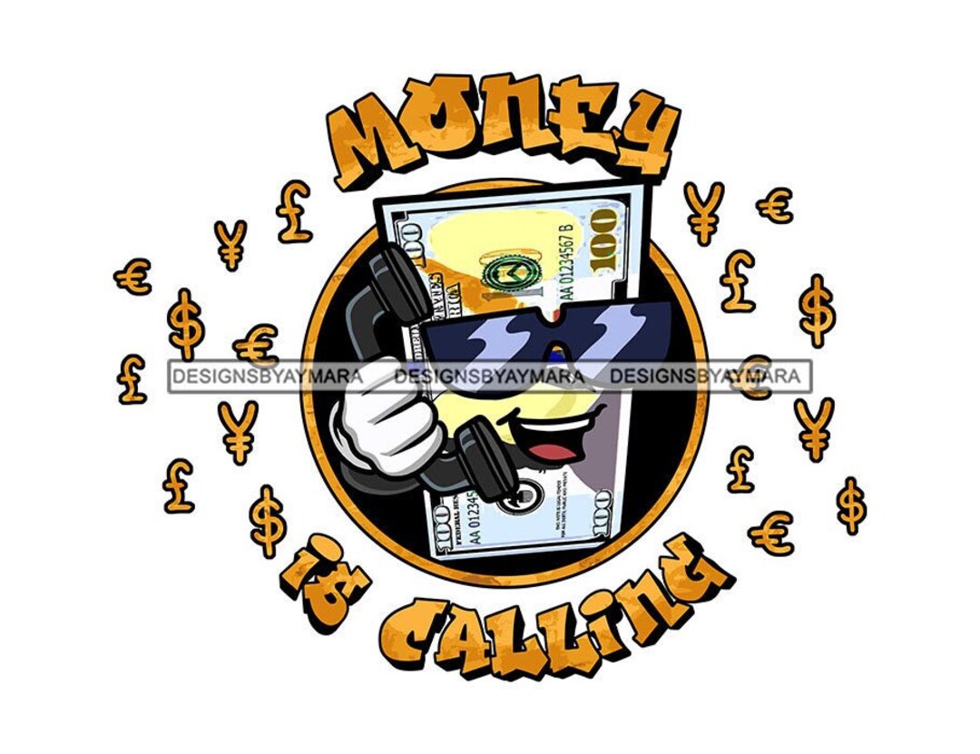 Money is Calling American Dollar Bill Cartoon Character Making A Phone ...