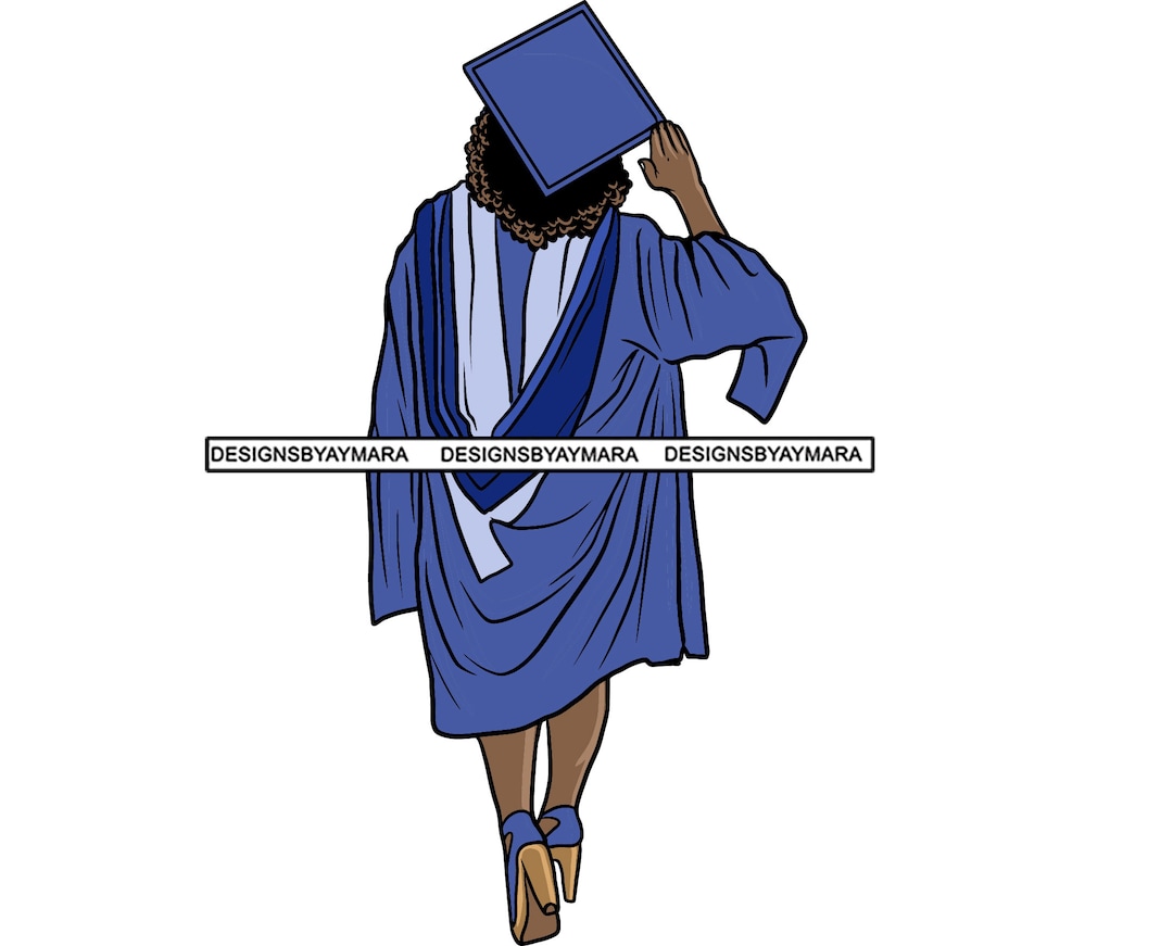 Graduation African Woman Goals Achievement Grad Gown Cap Success ...