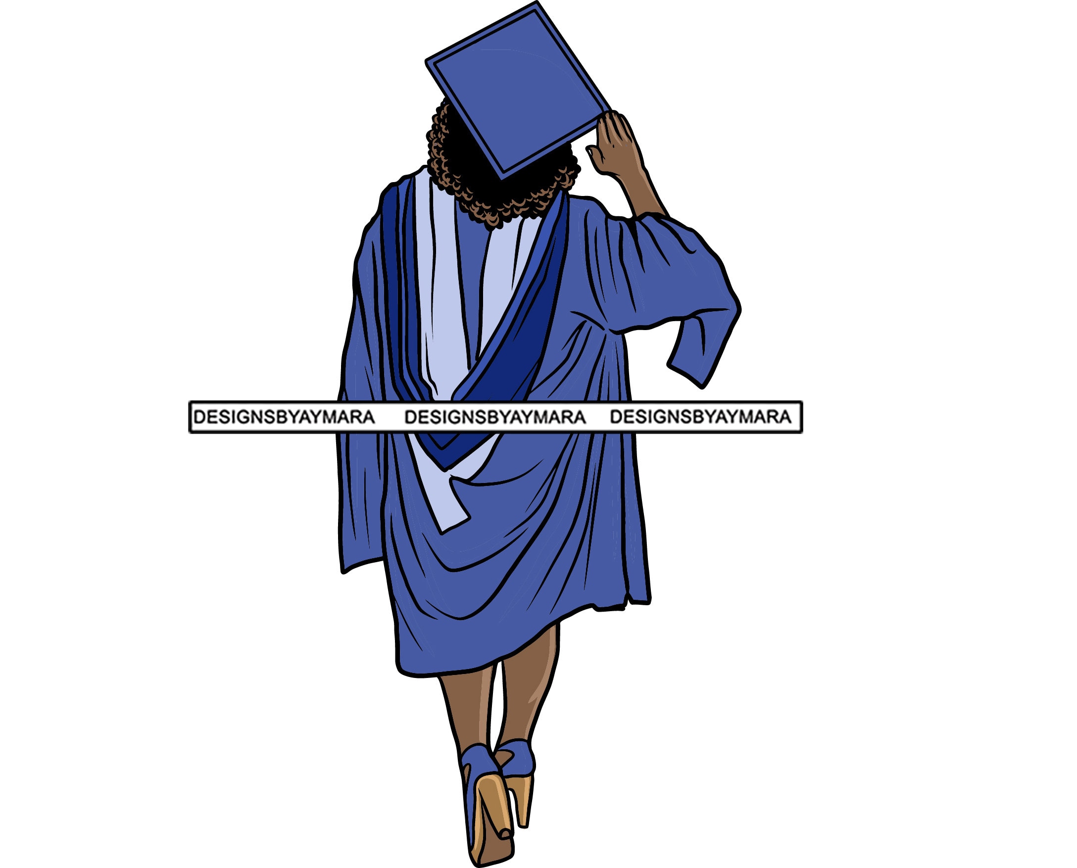 Graduation African Woman Goals Achievement Grad Gown Cap Success ...